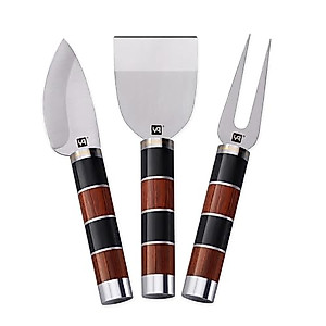 yq 3 Pieces Cheese Knives Set for Charcuterie Boards,Colorful Wooden Handle Cheese Knife Set for Soft Hard Cheeses,Parmesan Knife Cheese Cutter Serving Fork,Gift Box