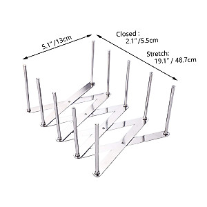 2Pcs Kitchen Dish Plate Pot Lid Organizer Holder Adjustable Length Stainless Steel Chopping Board Organizer Stand Holder Countertop Drain Storage Shelf for Pan Lids, Plates, Dishes, Cutting Boards