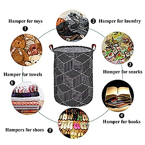 Large Laundry Basket, Baby Laundry Basket, Waterproof Laundry Hamper, Foldable Clothes Hamper, Collapsible Laundry Baskets. Teen Hamper, Perfect for Dirty Clothes and Toys. (Black diamond)