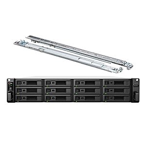 Synology RackStation RS3621RPxs NAS Server with Xeon 2.2GHz CPU, 64GB Memory, 192TB HDD Storage, 4 x 1GbE LAN Ports, Redundant Power, DSM Operating System Bundle with Rail kit