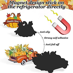 Whaline 15Pcs Thanksgiving Fridge Magnets Truck Pumpkin Turkey Gnome Refrigerator Magnets Thankful Magnetic Stickers for Autumn Holiday Home Office School Kitchen Locker Decoration