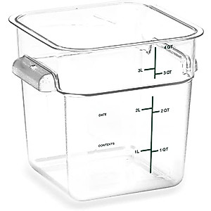 Carlisle FoodService Products CFS Squares Plastic Food Storage Container, 4 Quarts, Clear
