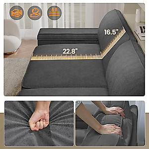 SEDETA Modern Couch, Comfy Couches for Living Room, Oversized Loveseat Sofa, Deep Seat Sofa with Storage and 2 USB Charging Ports, Removable Sofa Cover(Dark Grey Chenille)