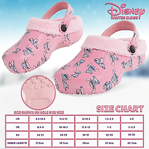 Disney Stitch Girls Clogs - Fleece Lined Clogs - Stitch Gifts (Pink Stitch, 4/5 US)