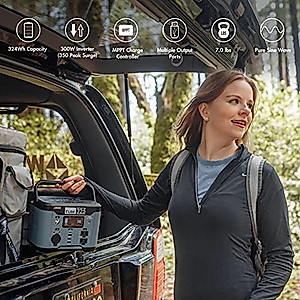 Wagan EL8832 Lithium Cube Portable Power Station 324Wh Backup Lithium Battery 120V 300W Pure Sine Wave AC Outlet 12V DC Outlet USB Outlet Solar Generator for Outdoors Camping Travel Hunting Emergency