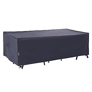 F&J Outdoors Patio Furniture Covers, Heavy Duty Waterproof UV Resistant Snow Protection Cover Fits Rectangular Table with Chairs Set, Grey, 102"Wx74"Dx27.5"H