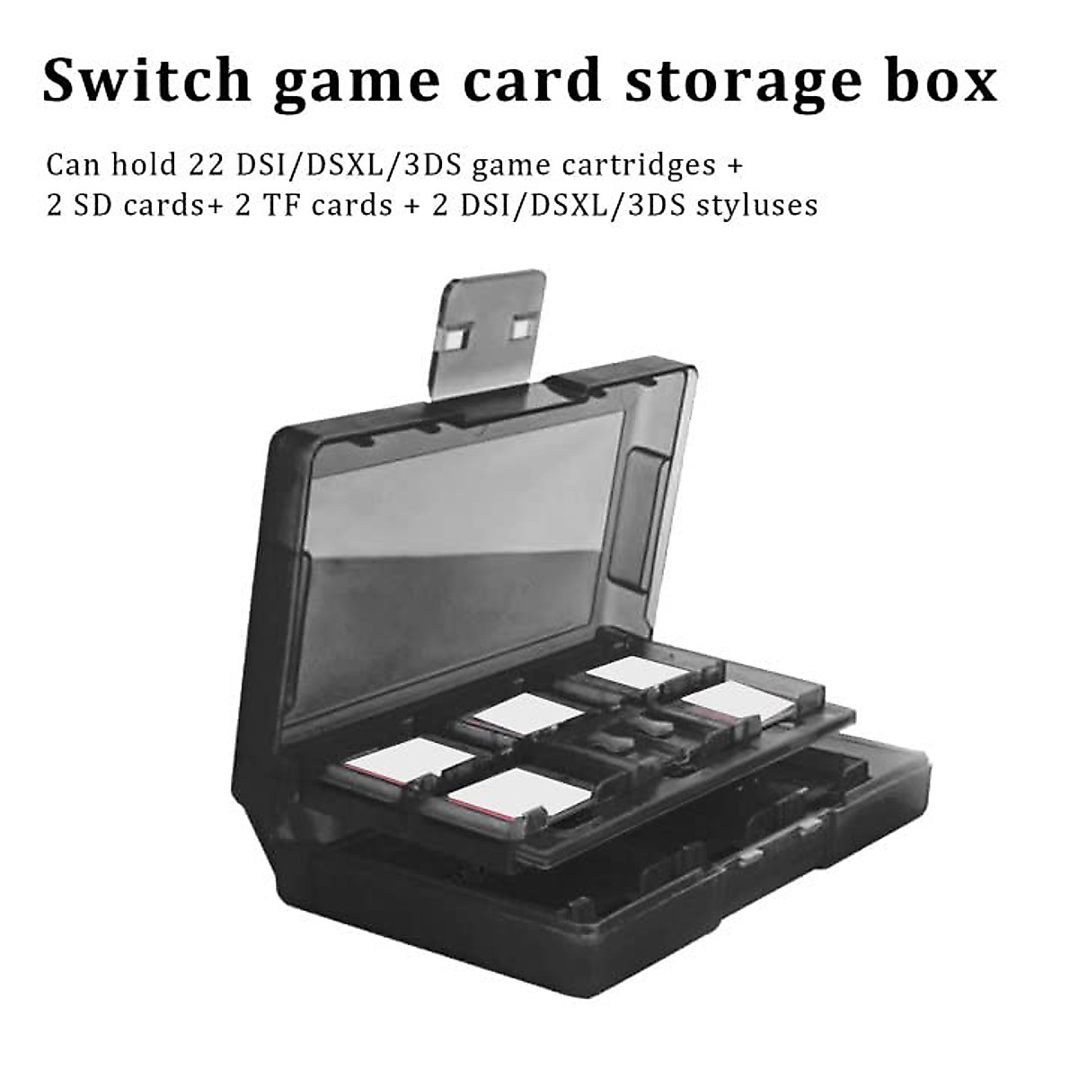 OUKENS Game Card Storage Box, 28 in 1 PP Plastic Game Card Case Holder Cartridge Storage Box for Nintendo DSL LL(Black)
