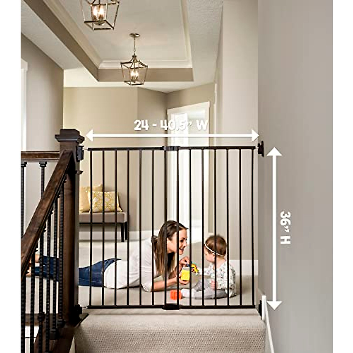 Regalo 2-in-1 Extra Tall Easy Swing Stairway and Hallway Walk Through Baby Gate, Black 1 Count (Pack of 1)