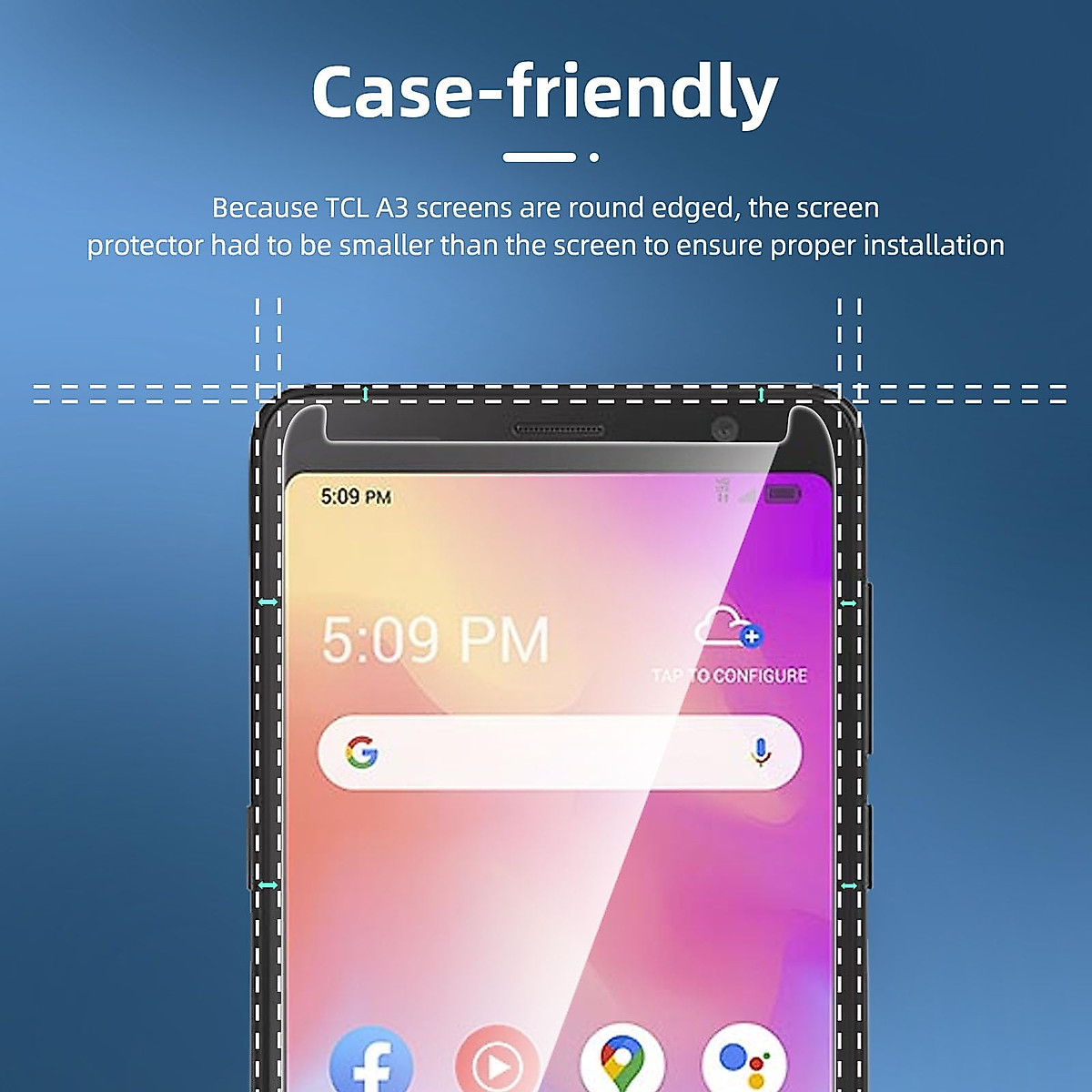 NEW'C [3 Pack] Designed for TCL A3 Screen Protector Tempered Glass, Bubble Free, Ultra Resistant
