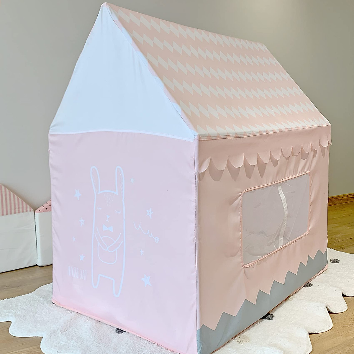 Girl Tents Indoor Playhouses,Kids Playhouse with 3 Windows,Indoor Playhouse,Toys for 1,2,3,4,5,6-Year-Old Girls,Light and Easy to Assembly and Easy to Wash- Best Birthday Gift -39"×27"×42"