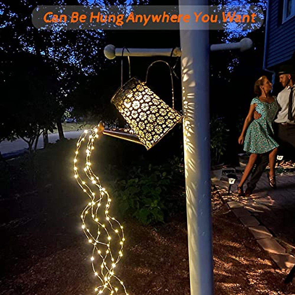 Solar-Outdoor-Lights for Yard, Solar-Watering-Can with Cascading-Lights, Solar-Garden-Lights for Patio-Garden-Decor, Solar-Pathway-Lights Outdoor-Decor For Holiday-Festival- Halloween-Christmas, etc