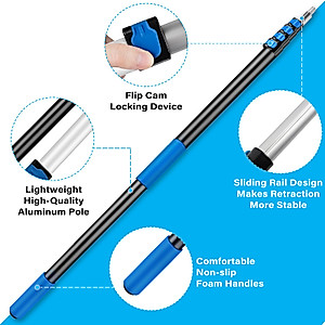 26 FT Reach Light Bulb Changer for High Ceilings,20FT Telescopic Extension Pole for High Ceilings and Recessed Lights,High Reach Light Bulb Changer with Baskets and Suction Cup,Light Bulb Removal Tool