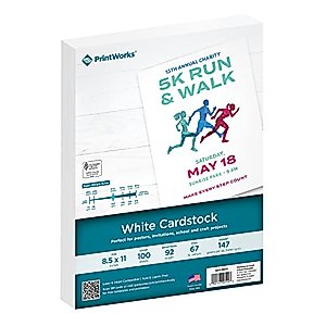 Printworks White Cardstock, 67 lb, 92 Bright, FSC Certified, Perfect for School and Craft Projects, 8.5 x 11 Inch, 100 Sheets (00540)