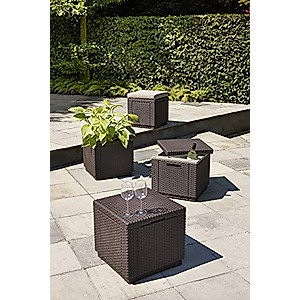 Keter Beer and Wine Cooler Table Perfect for Your Patio, Picnic, and Beach Accessories, Brown