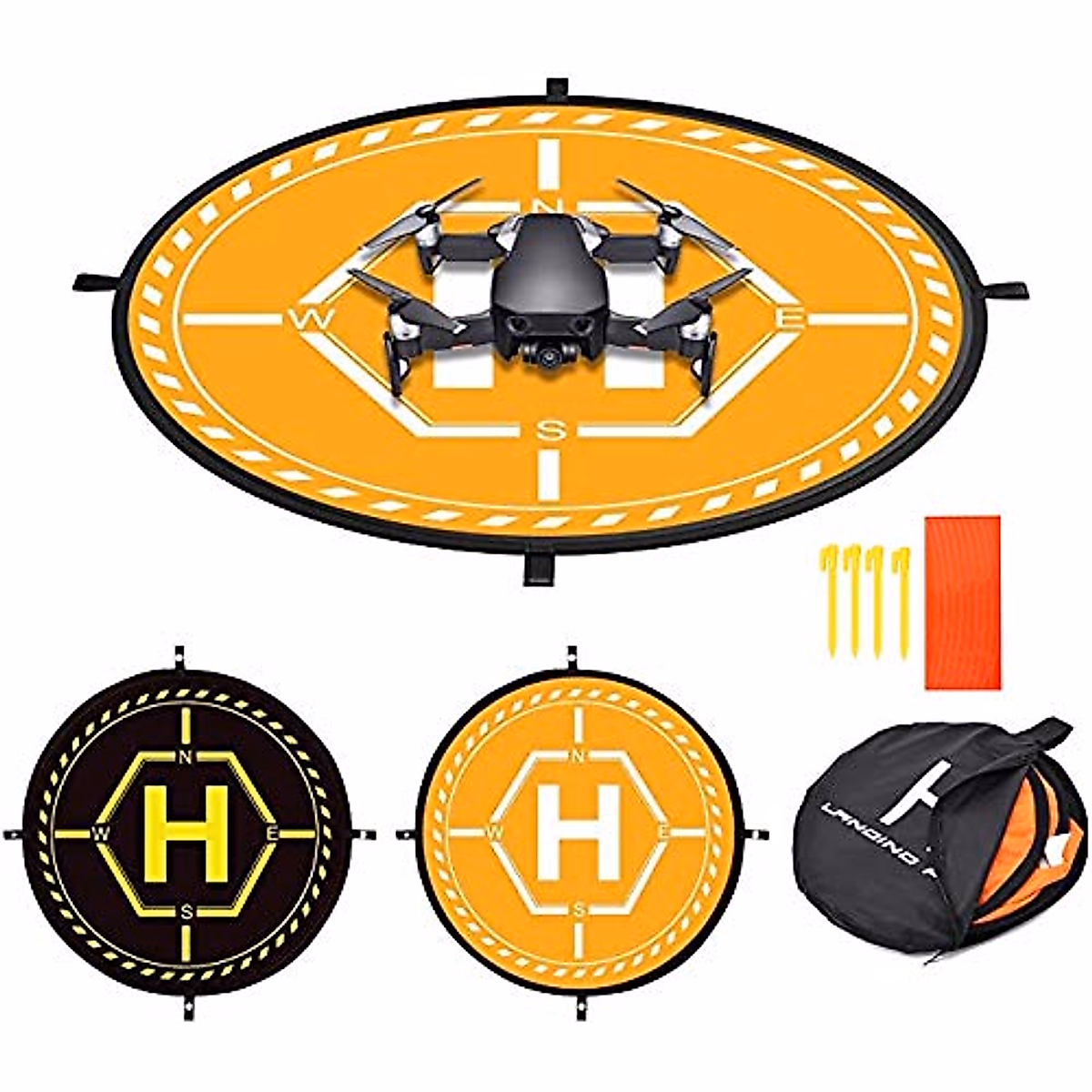 Fstop Labs 36 inch RC Drone Waterproof Collapsible Foldable Landing Pad for DJI Tello Mavic 2 Zoom Air Pro Platinum Phantom 3 4 Spark Accessories High Contrast