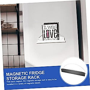 Zerodeko newspaper rack fridge organizer shelf seasoning organizer shelf refrigerator hanging rack magnetic fridge organizer magnetic paper shelf magnetic spices holder white Metal Magazine