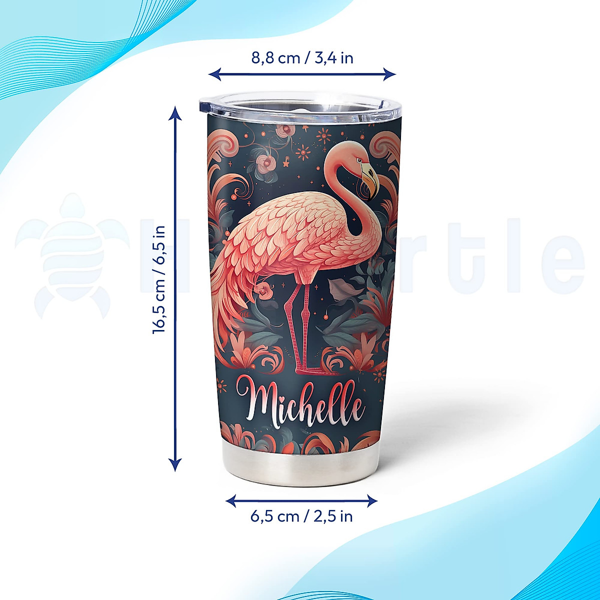 Hyturtle Personalized Gifts For Flamingo Lover - Be A Flamingo Custom Name Stainless Steel Tumbler 20oz With Lid - Idea Bird, Animal lover Gift For Women Girl On Birthday, Christmas