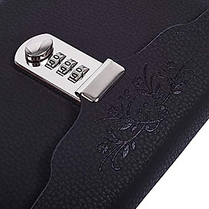 ARRLSDB Lock Diary Leather Journal Writing Notebook Planner Organizer Digital Password Notebook Locking Personal Diary (Black)