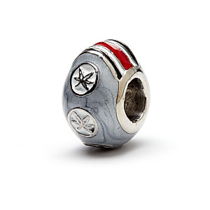 Ohio State Charm Bracelet | Ohio State Block O Bracelet with 5-Leaf and Crystal Charms | OSU Gifts | Officially Licensed Ohio State Jewelry | Ohio State Charms | Stainless Steel