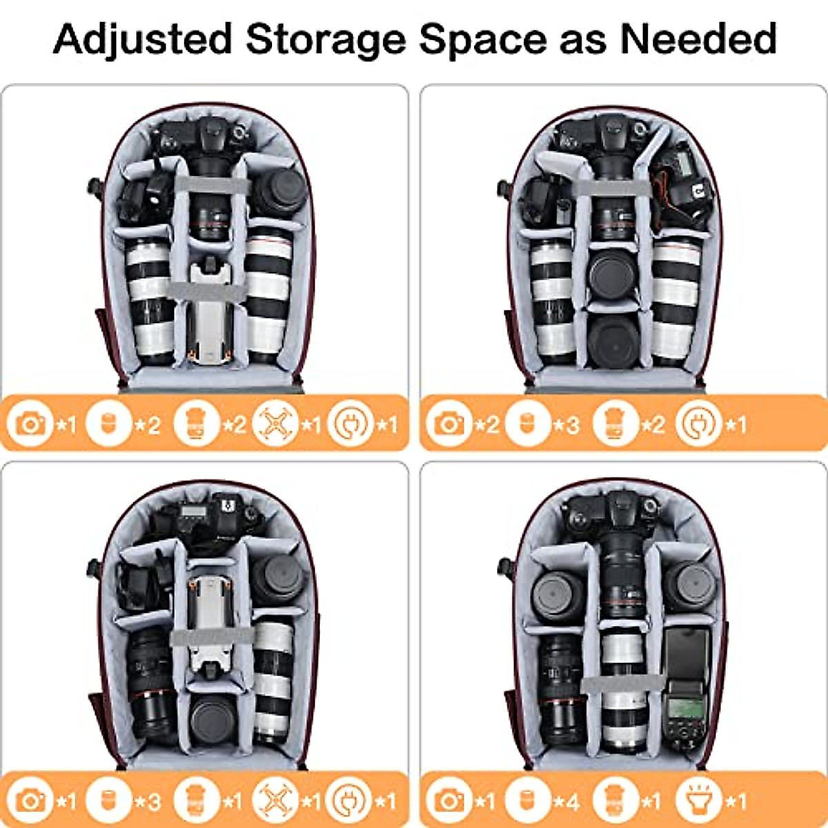 MOSISO Camera Backpack, DSLR/SLR/Mirrorless Photography Camera Bag 15-16 inch Waterproof Hardshell Case with Tripod Holder&Laptop Compartment Compatible with Canon/Nikon/Sony, Wine Red