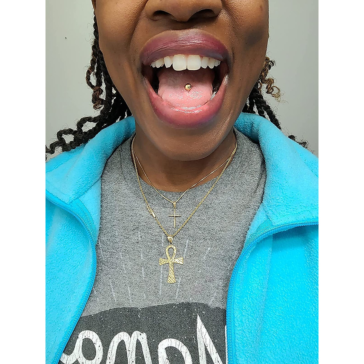 JewelryWeb - Solid 14k Gold 14G 5mm Ball Straight Barbell Internally Threaded Tongue Ring - Tongue Piercing Jewelry for Men and Women - Hypoallergenic Body Jewelry