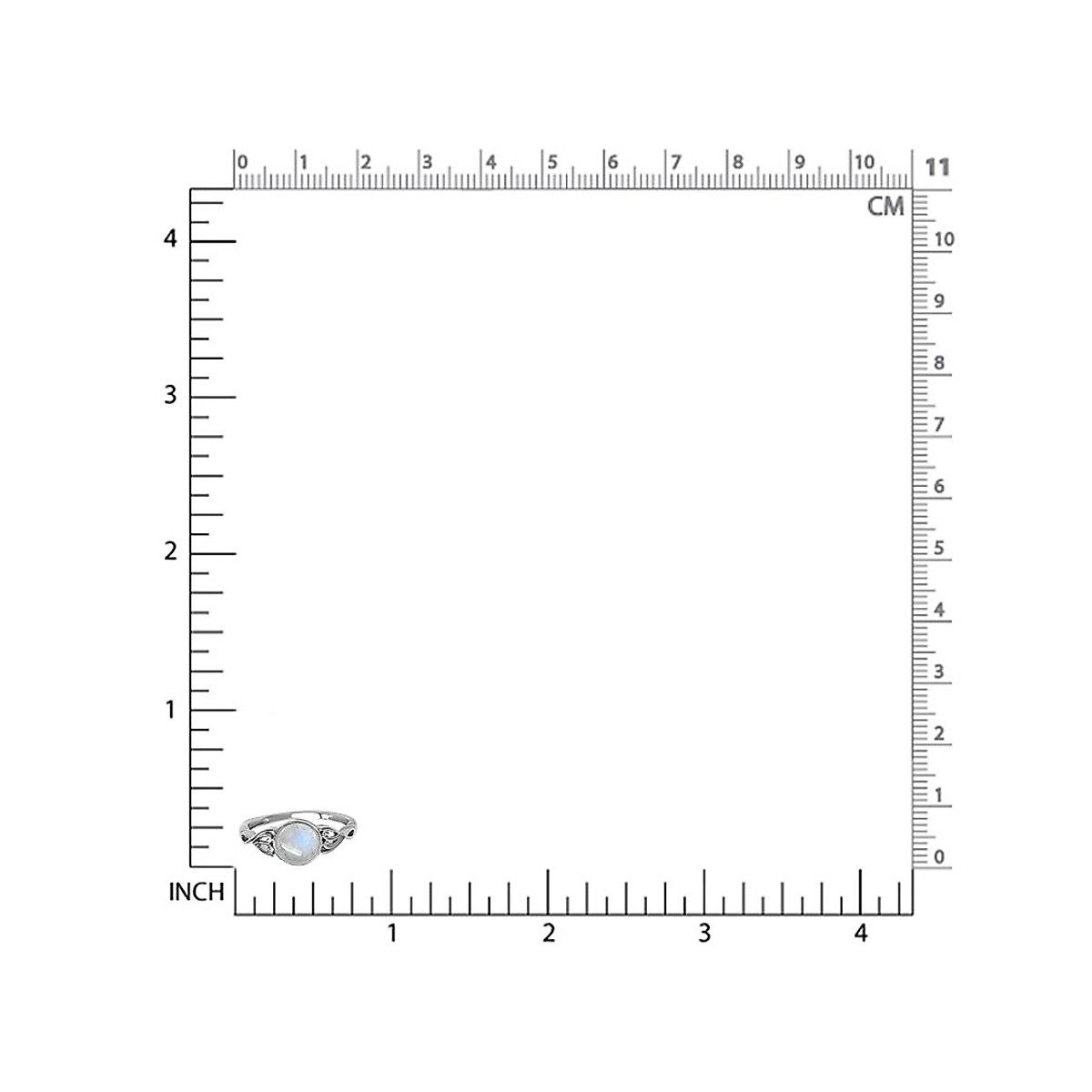 Silvershake 7mm Natural Moonstone 925 Sterling Silver Victorian Style Solitaire Ring Size 3.5