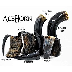 AleHorn Genuine Handmade Pocket Viking Drinking Horn – Authentic Toasting Vessel Shot Glass Perfect For Whiskey, Beer, Wine, Ale, And Mead - Champagne Horn - LIFETIME Promise