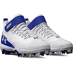 Under Armour Baby Boys Harper 7 Mid Junior Rubber Molded Cleat Baseball Shoe, (400) Royal/White/Royal, 11 Little Kid US