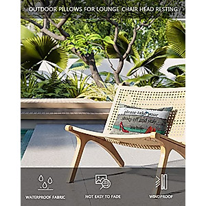 HilariousM Rustic Country Style Wooden Outdoor Pillows for Chaise Lounge Chair, Red High Heels Waterproof Lumbar Head Support Pillow with Adjustable Elastic Band for Pool Patio Furniture Decorative