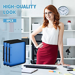 Teling 8 Pack 1 Inch Binder Blue Zipper Binder with 3 Ring Cover Zipper, Refillable Plastic Clear File Organizer Planner for Projects, Assignments, Memos, School Work