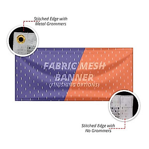 BannerBuzz Custom Fabric Mesh Banner, 115 GSM Polyester Mesh Fabric, Hemmed Edges with Grommets, Single Sided Print, 1440 DPI Dye Sublimation Printing (8’ W X 5’H)