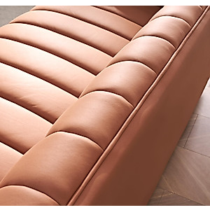 Container Furniture Glam Fabric Upholstered Solid Wood Frame 82.7" Art Deco Sofa for Living Room, Office, Sophisticated 3 Seater Couch, Orange