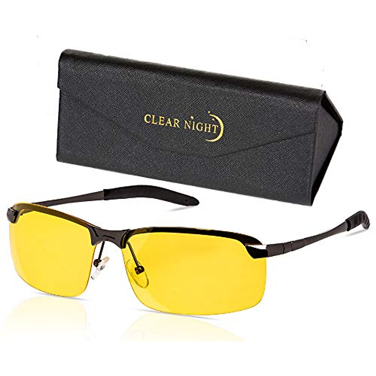 Night Driving Glasses Anti Glare Polarized With Stylish Case - Night Vision/ Tac Glasses - for Driving - Nighttime Glasses