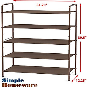 Simple Houseware 5-Tier Shoe Rack Storage Organizer, Bronze