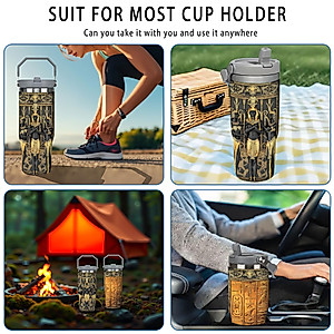 FOCIUZTA 30oz Tumbler with Lid - Insulated Cup - Travel Coffee Mug - Perfect Gift for Easter, Father’s Day, Mother’s Day, Birthdays - Ancient Egyptian-Inspired Design with Gold and Hieroglyphs