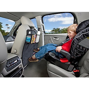 Britax Kick Mat Seat Protectors, 2-Pack | Water-Resistant + Machine Washable + Pocket Storage Organizer , Black