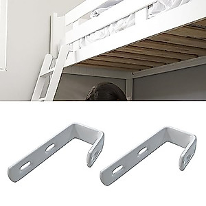 Mewuthede 4pcs Iron Bunk Bed Ladder Hooks Brackets, PVC Coated Stainless Steel Angled Ladder Hooks Heavy Duty Hardware Utility Hook Garage Storage Hook Loft Bed Ladder Hooks (White)