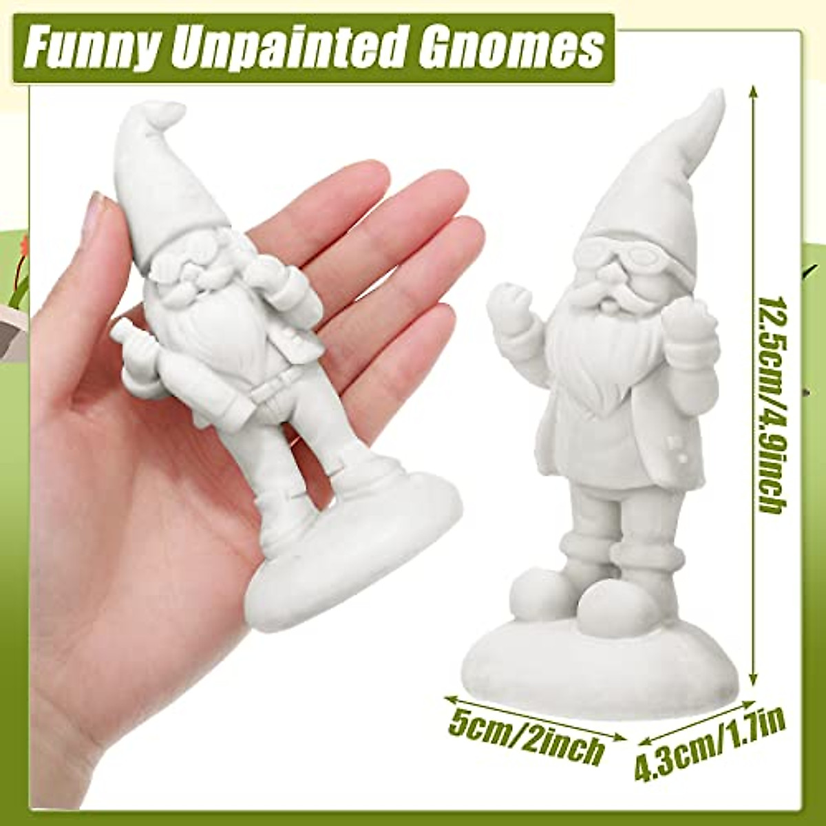 2 Pcs Gnomes to Paint Naughty Unpainted Gnomes Ceramic Paint Your Own Gnome Statues Naughty Gnomes DIY Paintable Figurines Wizard Gnome for Garden Lawn Yard Outdoor Decor