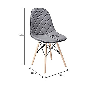 CangLong Mid Century Velvet Upholstered Dining Chair with Wood Legs for Kitchen, Dining, Living, Guest, Bed Room Side Chair, Set of 2, Dark Grey