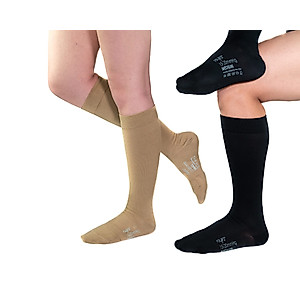 Royfa Cotton compression socks for Women and Men, 15-20 mmHg support stockings, Closed Toe circulator compression sock (Medium, Ebony)