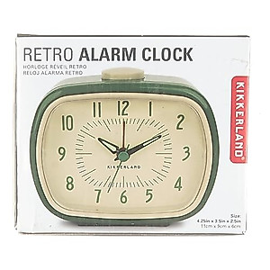 Kikkerland Battery Operated Retro Vintage Style Desktop Nightstand Bedside Office Classic Simple Alarm Clock, Beeping Alarm, Glow in Dark Hands, in Green