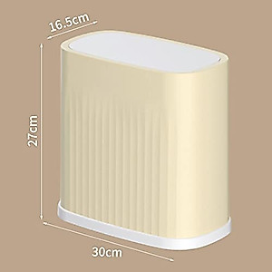 Rectangular Garbage Container Bin Trash Can Wastebasket for Indoor Outdoor Bathroom Bedroom, 15L Khaki