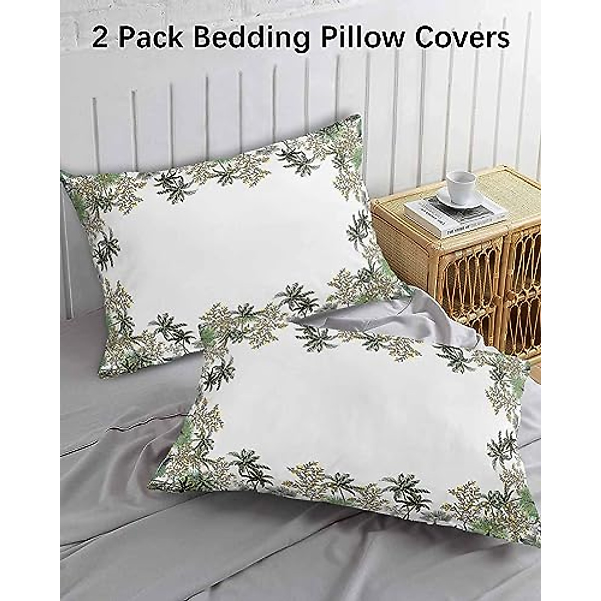 Edwiinsa Tropical Plants Pillow Covers King Standard Set of 2 20x36 Bed Pillow, Summer Lemon Tree Teal Peacock Plush Soft Comfort for Hair/Skin Cooling Pillowcases with Envelop Closure