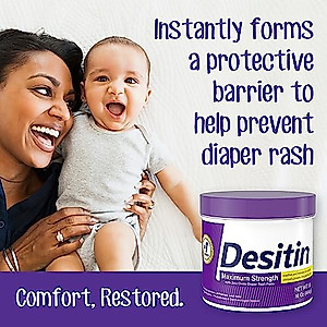 Desitin Maximum Strength Baby Diaper Rash Cream with 40% Zinc Oxide for Treatment, Relief & Prevention, Hypoallergenic, Phthalate- & Paraben-Free Paste, 16 oz