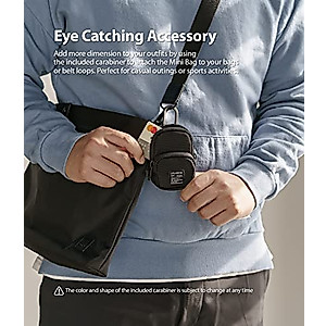 Ringke Mini Pouch [Two Pocket] Nylon Carrying Pouch Small Bag for AirPods, Galaxy Buds, Earphones, Cards, ID - Black