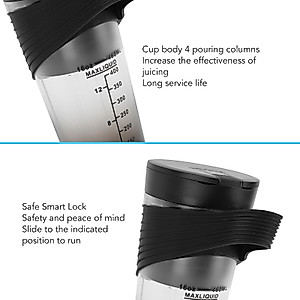 Portable Blender with 20,000RPM Motor, Rechargeable Battery 6 Stainless Steel Blades for Smoothies Shakes Home Outdoor (Black)