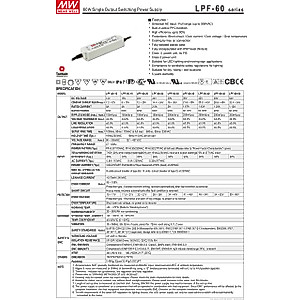 [PowerNex] Mean Well LPF-60-36 36V 1.67A 60.12W Single Output LED Switching Power Supply with PFC