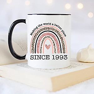 YouNique Designs 30th Birthday Mug for Her, 11 Oz, 1993 30th Birthday Cup for Women, 30 Year Old Birthday Rainbow Mug for Women, Dirty 30 Coffee Mug for Wife, Best Friend (Black Handle)