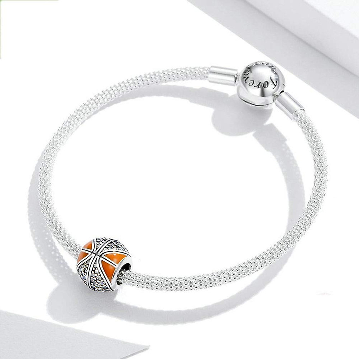 925 Sterling Silver Basketball Charm Volleyball Charm Ball Charm Sport Charm for Pandora Charm Bracelet (Basketball)