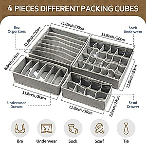 16 Pieces Closet Underwear Organizer Drawer Divider Foldable Bra Organizers Cabinet Clothes Socks Drawer Organizer Storage Box Baskets for Underwear, Bras, Socks, Ties and Towels